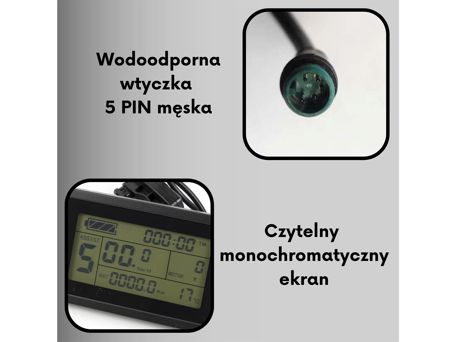 KT-LCD3 display (36/48V) waterproof connector HIGO | Shop Nexun.pl