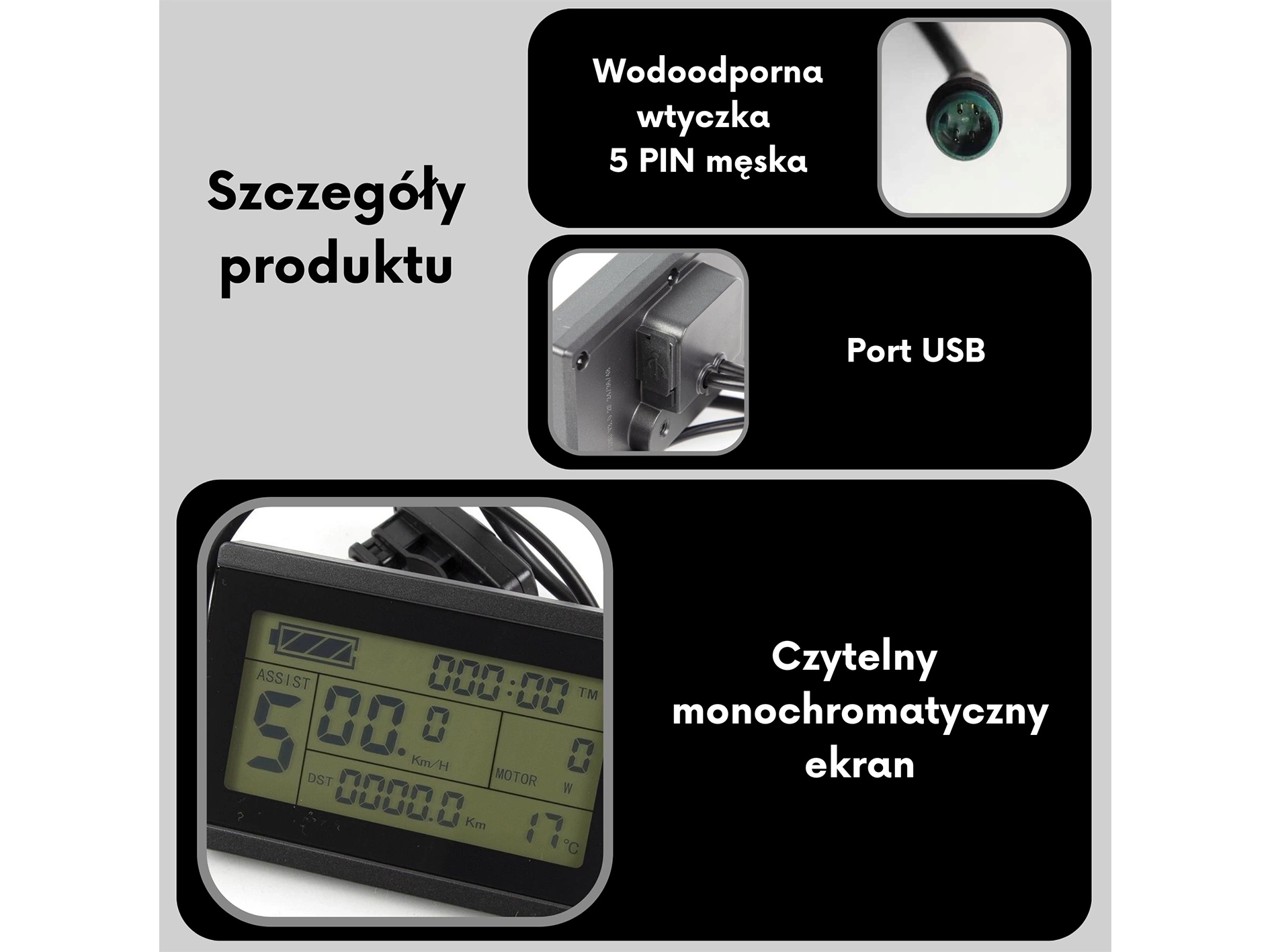 KT-LCD3 display (36/48V) with USB | Shop Nexun.pl